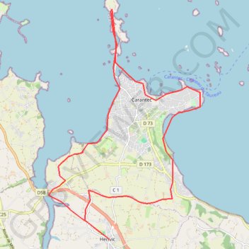 Circuit carantec : itinéraire, distance, dénivelé, altitude, carte ...