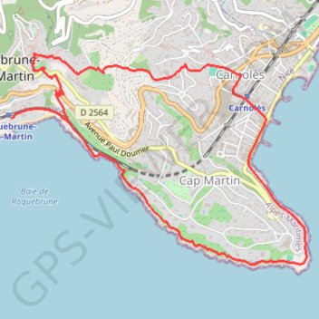 Tour du Cap Martin : itinéraire, distance, dénivelé, altitude, carte ...